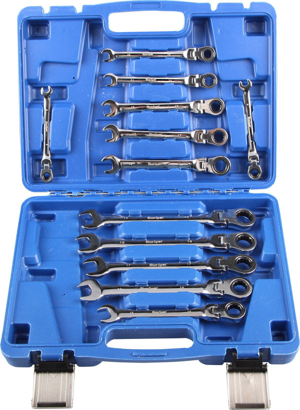 BLUE SPOT TOOLS 12 PCE FLEXIBLE METRIC RATCHET SPANNER SET (8-19MM) (W