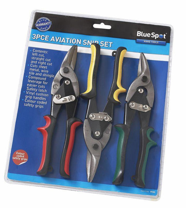 BLUE SPOT TOOLS 3 PCE 250MM (10") AVIATION CUTTING SNIPS SET | Best ...